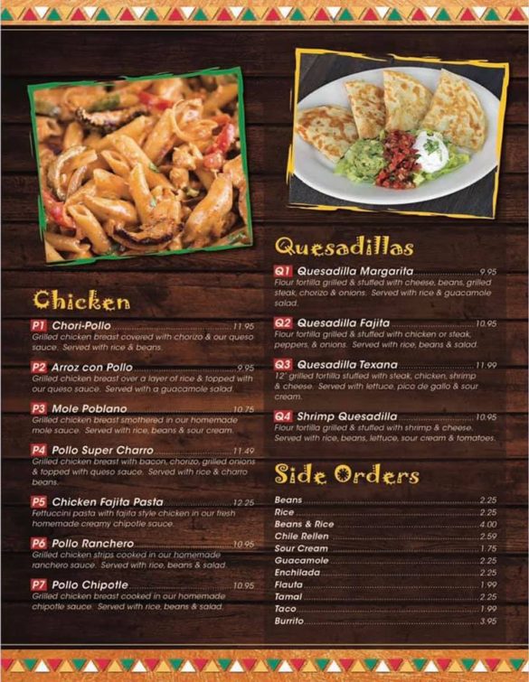 Menus - El Sol De Mexico Bar & Grill