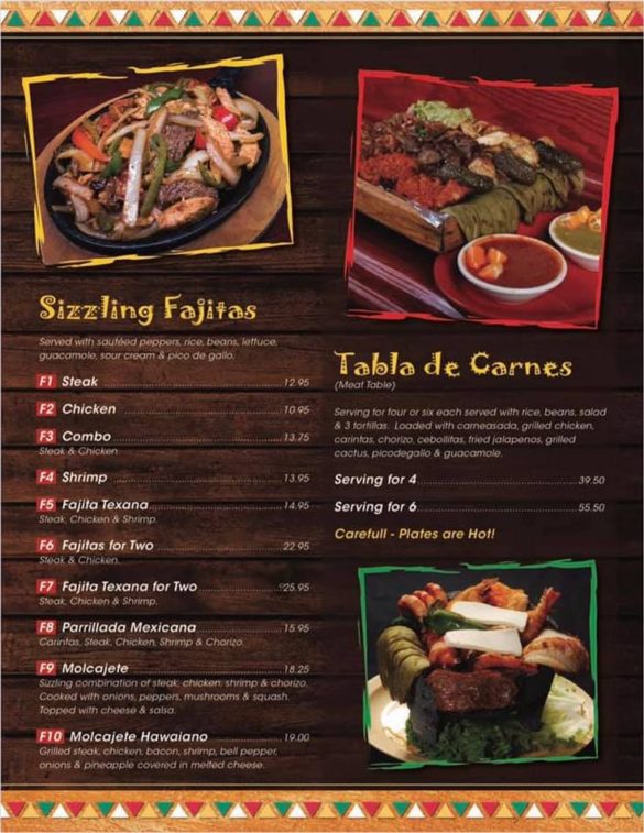 Menus - El Sol De Mexico Bar & Grill